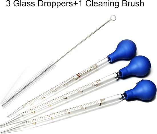 5ml 10ml Glass Pipette Dropper with Cleaning Brush - Rubber Pipette ...