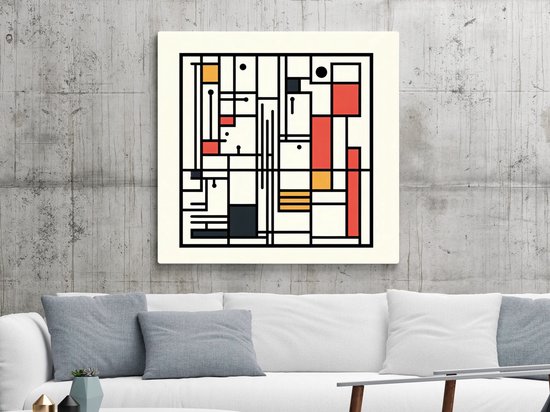 Line art mondriaan schilderij | Abstracte lijnenspel: een hommage aan ...