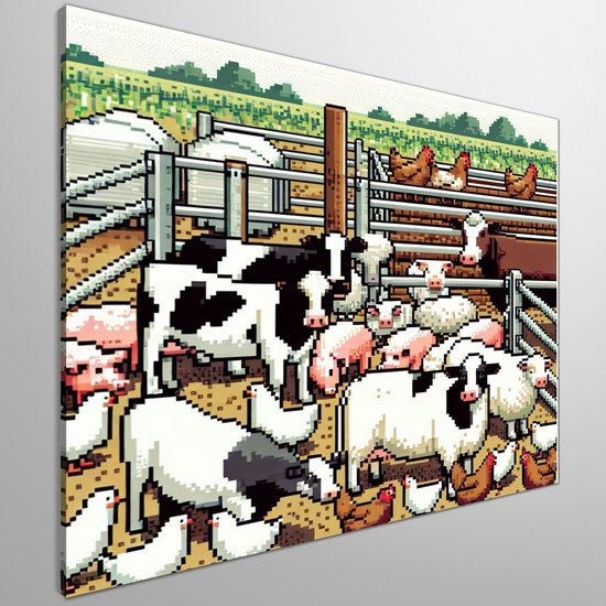 Pixel art vee schilderij | Virtueel vee: een pixelige ode aan de kunst ...