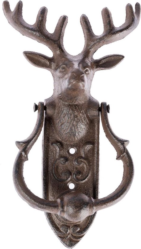 Homescapes Deurklopper hertenkop van gietijzer, bruin | bol