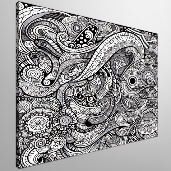 Doodle zwart wit schilderij | Zentangle inspiratie: Monochroom ...