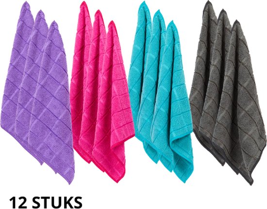Microvezeldoekjes - 12 Stuks 30 x 30 cm - Microvezeldoekjes Schoonmaak ...