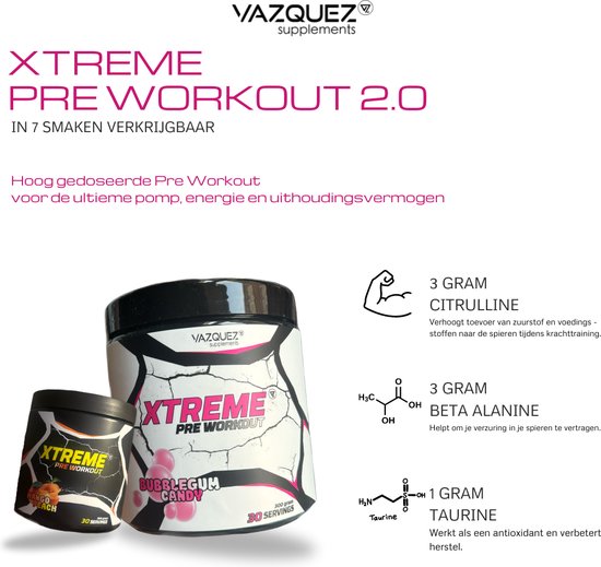 Xtreme Pre Workout - Mango/Peach - Pre Workout - Cafeïne Boost - Voor ...