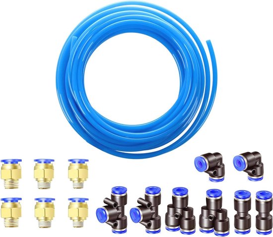 Luchtslang 12 mm OD 8 mm ID - 10 Meter PU-slang met 14 Pneumatische ...