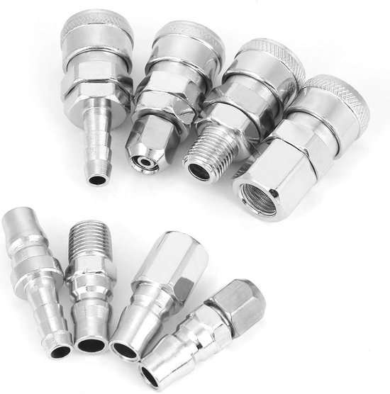 8 Stuks Pneumatische Snelkoppelingen voor Luchtslangen - 1/4 inch Quick ...