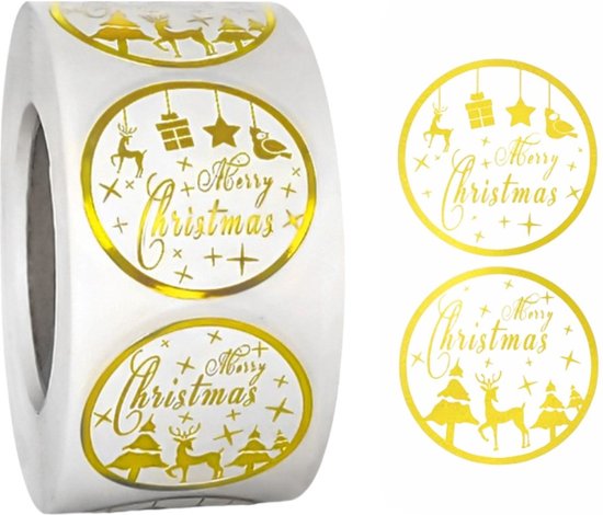 500 Kerst Stickers Op Rol - 2.5cm - Kerststickers - Christmas Stickers ...
