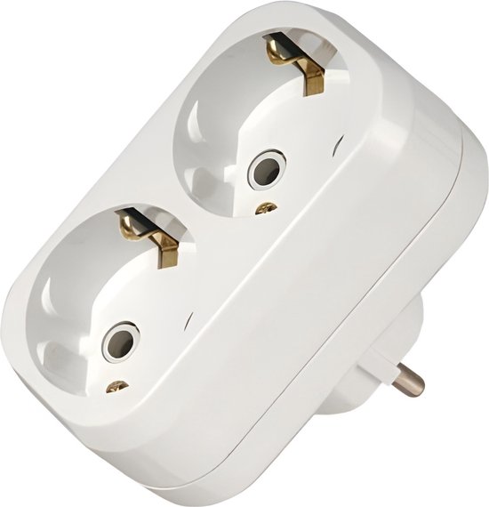Stopcontact Splitter - Verdeelstekker - Verloopstekker 2-voudig wit ...