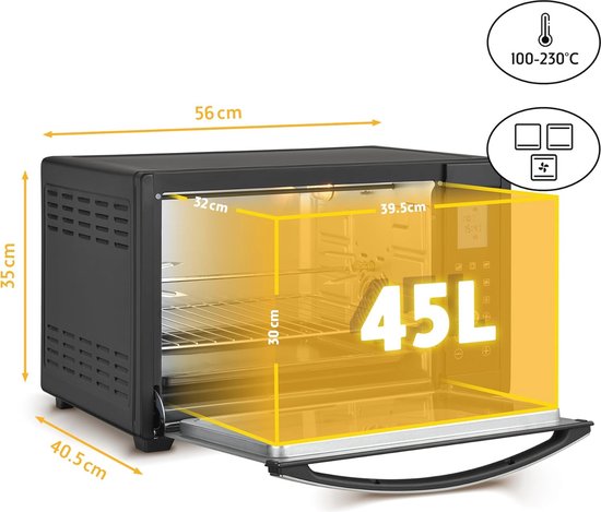 Mini-oven 45L | Digitale Tafeloven met Draaispit | 2000W Compacte Elektrische Oven |... | bol