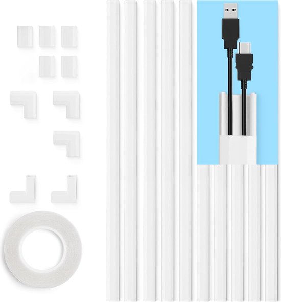 Kabelgoot Set 4 meter - Witte kabelhoezen voor muren - Verfbare ...