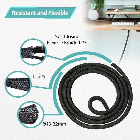 Kabelgoot Kabelslang 3 m 13-20 mm zelfsluitend flexibel - pc ...
