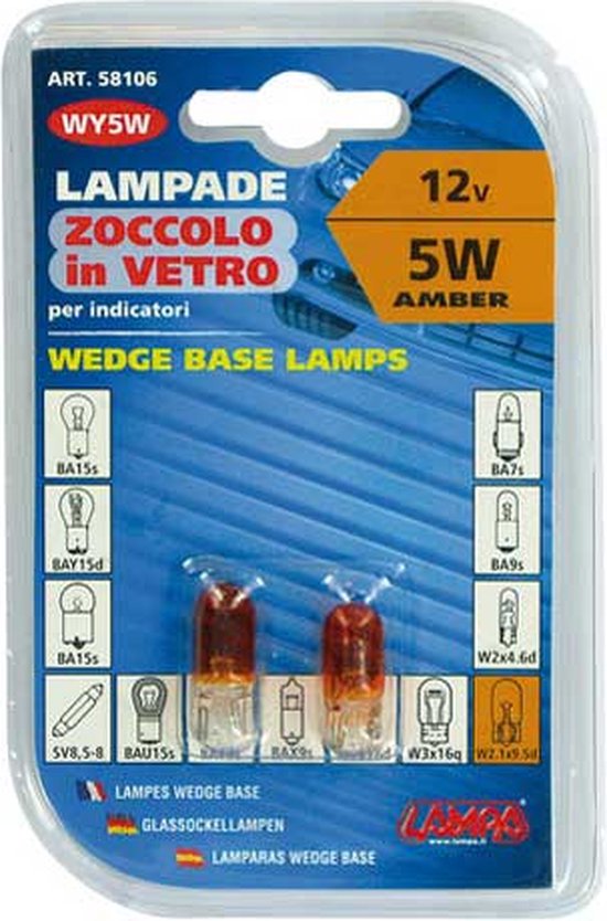 Wedge base lamp 12V 5W W2,1x9,5d - 2 stuks - Blister | bol