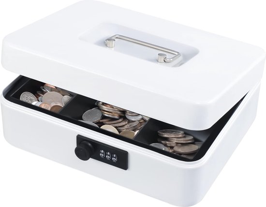 Grote Geldkist met Combinatieslot - Veilige Metalen Opbergdoos voor ...