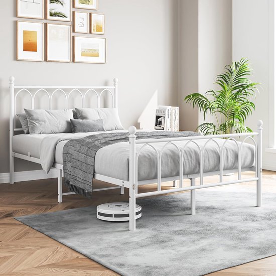 Metalen Bedframe 120x200 cm met Hoofdeinde - Tweepersoonsbed ...