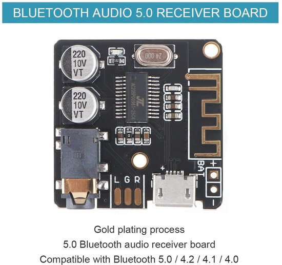 Bluetooth Audio Receiver Board - 2 Stuks voor Audio Versterker, 3.7-5V ...