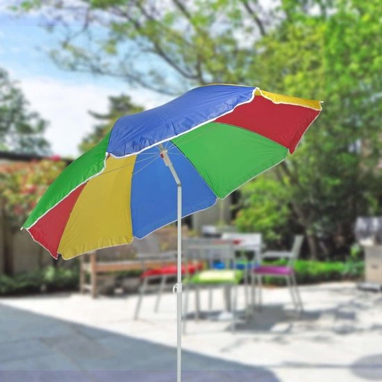 Parasol 180 cm - Strandscherm en Balkonscherm in Regenboogkleuren | bol