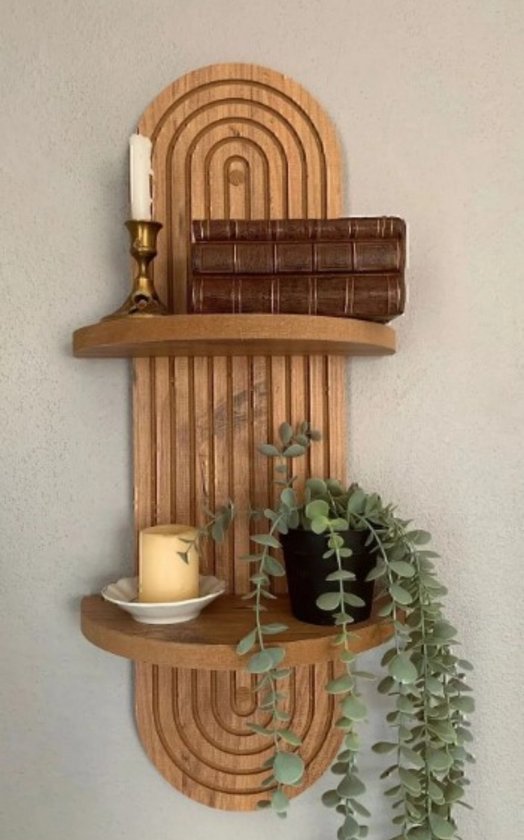 Minimalistische Houten Wandplank - Dubbele Laag Rustieke Plank ...