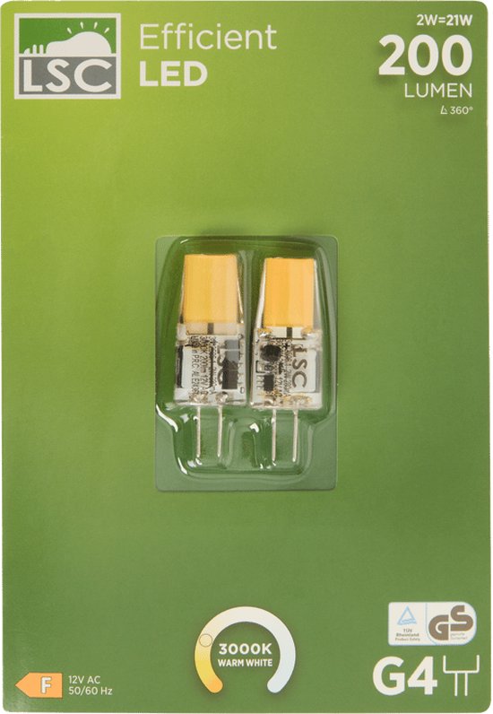 LSC® LED Lamp G4 - 2x G4 led lampen, insteek lampen G4 led 2 watt 200 lumen - LED G4 -... | bol