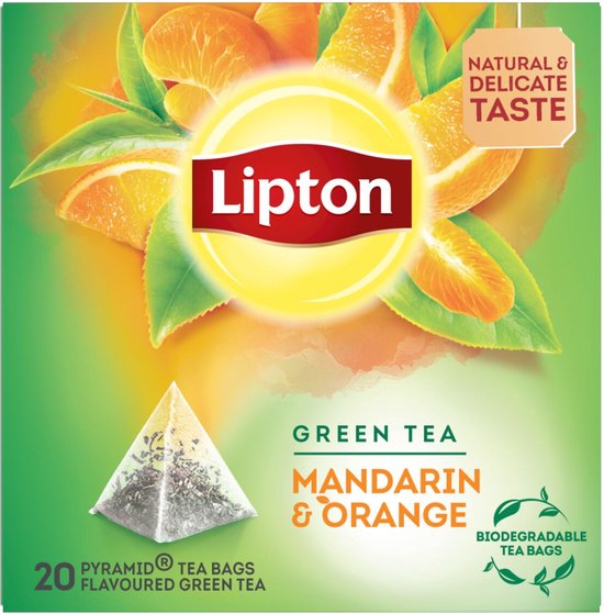 Lipton Green Tea Mandarin Orange - 80 Theezakjes Piramid - Groene Thee Mandarijn... | bol