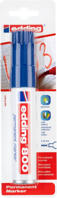 edding 800 permanent marker - blauw - 1 stift - dikke beitelpunt 4-12 ...