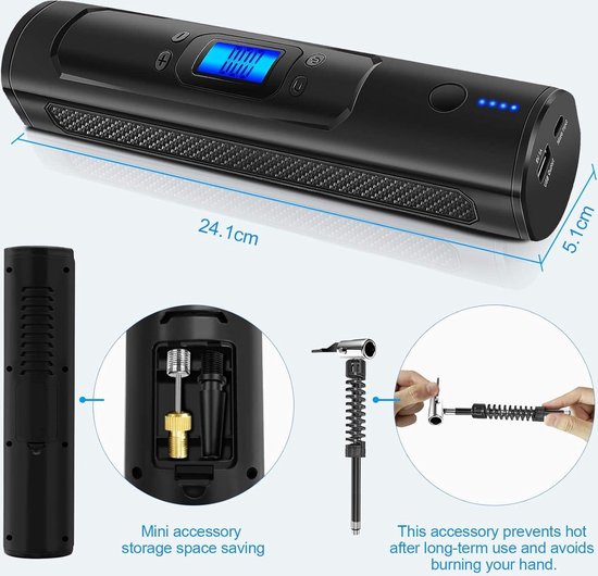 Elektrische Fietspomp - Fietspomp Draagbare Luchtcompressor | Oplaadbare Compressor... | bol