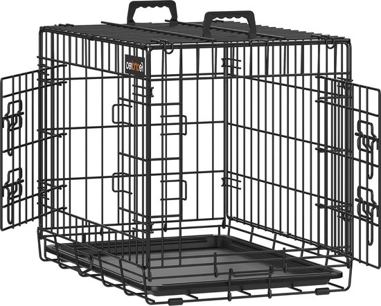 Hondenbench inklapbaar met 2 deuren - kunststof schaal - 61 x 43 x 50 ...