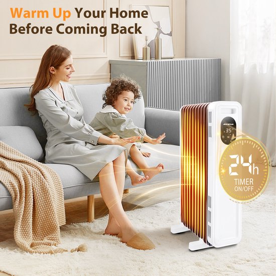 Aigostar Cozy Olieradiator - 2300W, 11 ribben, elektrische verwarming ...