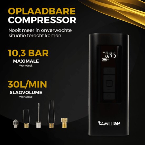 Samillion 6-in-1 Draagbare Compressor Bandenpomp - Luchtcompressor ...