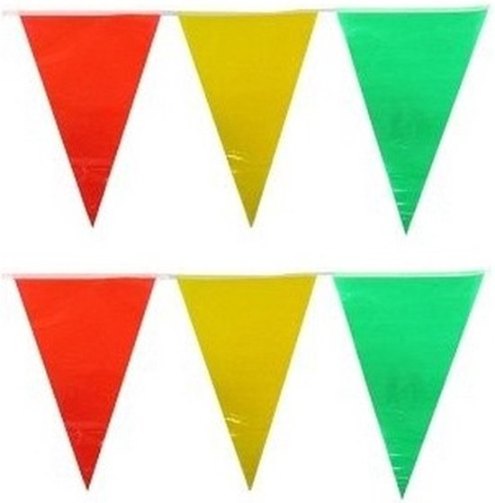 Decoratie slingers vlaggenlijn - 3x - geel/rood/groen - 10 meter ...