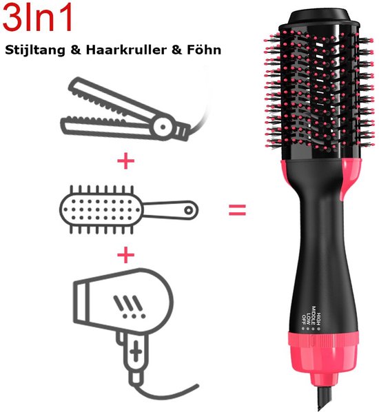 Föhnborstel - 3 In 1 Hot Air Brush - Fohn - Professionele Borstel Haar ...