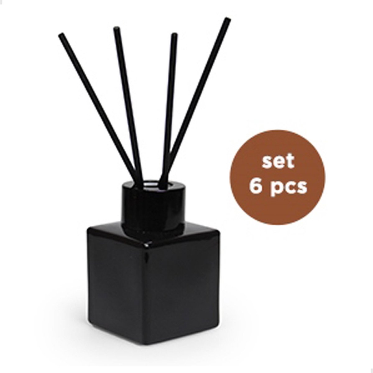 Vanhalst - Set van 6 geurstokjes - Kubus vormige glazen flesjes ZWART ...