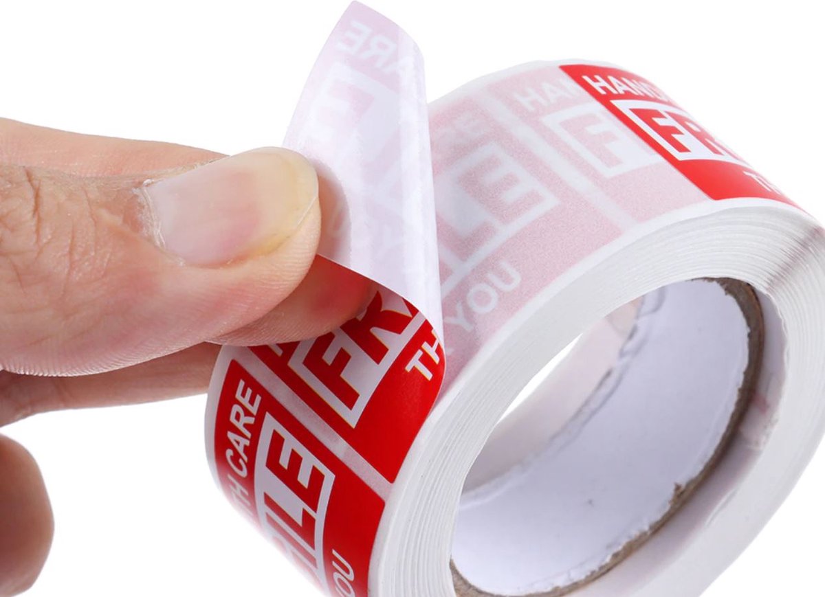 250 stickers op rol Handle with care Fragile - Breekbaar 2.5 x 4.5 cm ...