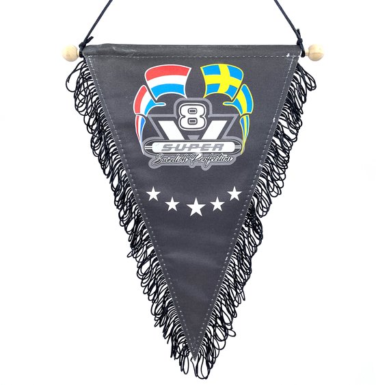 Luxe vaantje met koord - V8 Swedish Perfection - Zwart met logo ...