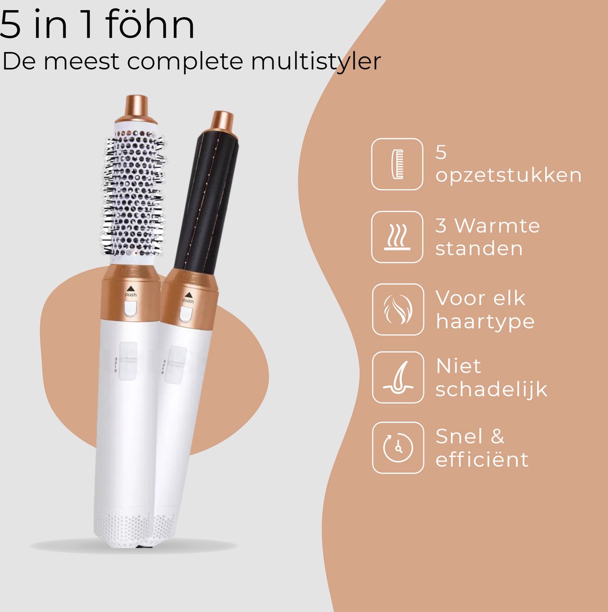 Fohnborstel - Fohn - Krulborstel - Krultang met opzetstukken ...