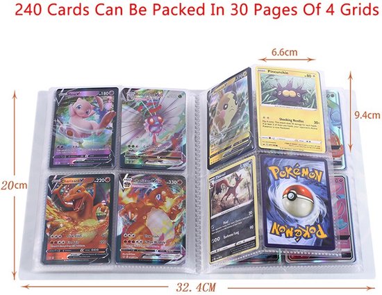 Geschikt voor Pokémon Kaarten - Verzamelmap - 240 Kaarten Bewaren ...