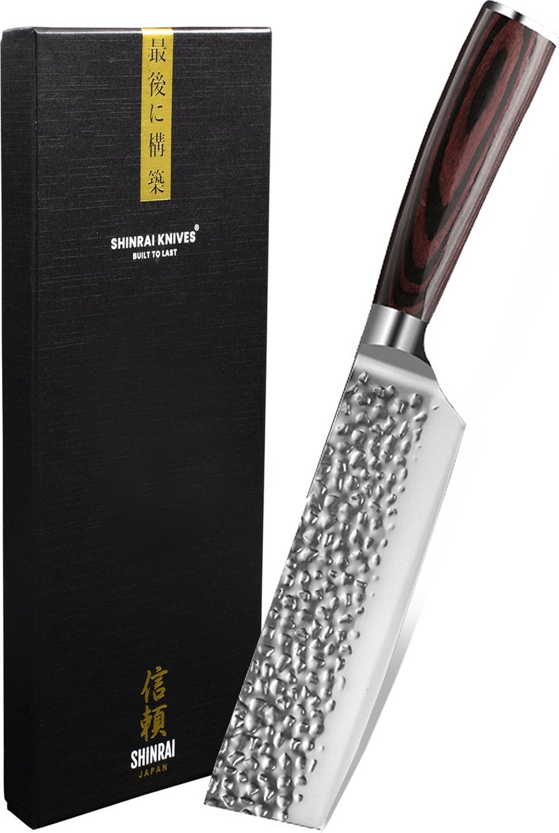 Shinrai Japan™ - Série martelée en acier inoxydable - Couteau Nakiri 18 ...