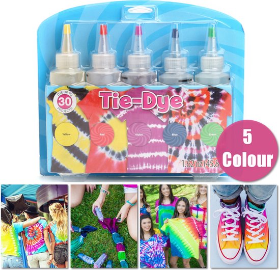 ESSORT Tie Dye Kit - Tie dye Verf set - Hobbyverf - Textielverf - 5 ...