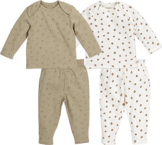 Meyco Mini Panther baby pyjama - 2-pack - offwhite/sand - 74/80 | bol.com