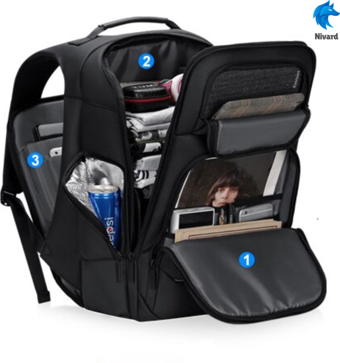 Nivard Waterdichte Rugzak - Anti Diefstal Rugzak - Rugtas - Laptopvak ...