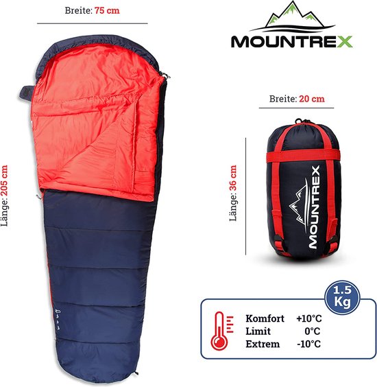MOUNTREX® slaapzak - klein verpakkingsformaat & ultralicht (720g ...