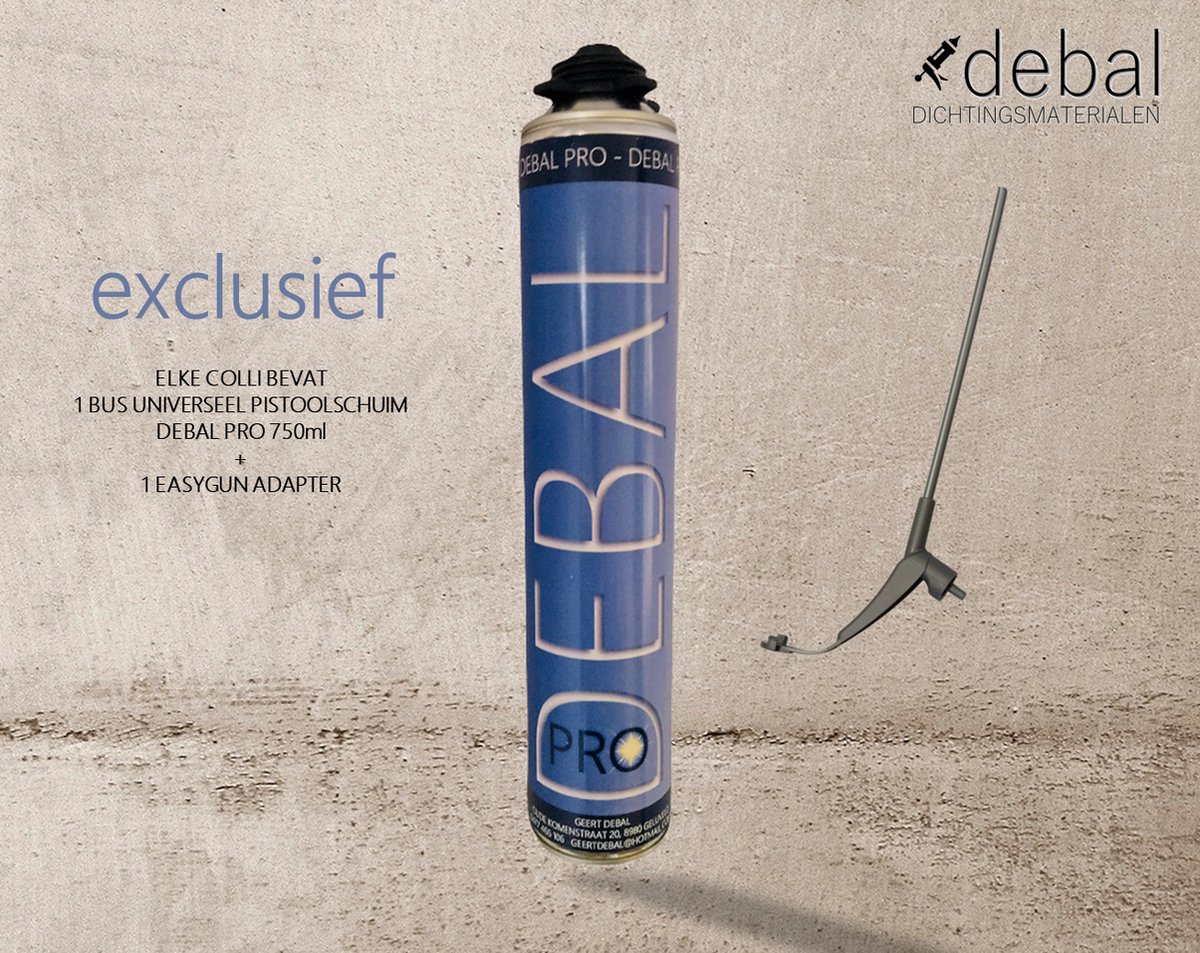 EXCLUSIEF! Debal Pro universeel purschuim PU schuim 750ml + easygun adapter. Geen PUR... | bol.com
