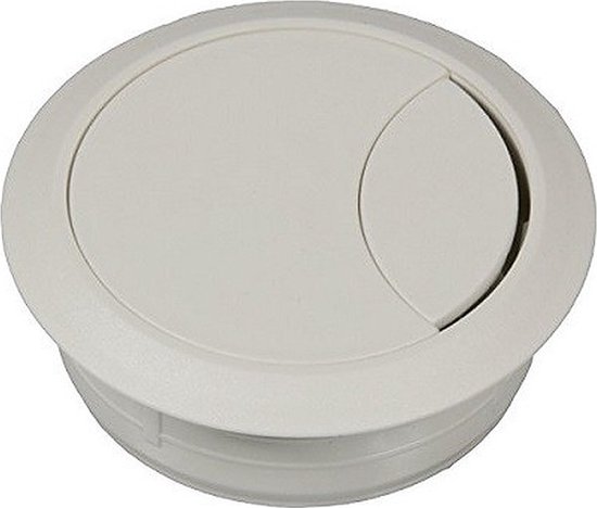 Kabeldoorvoer Ø80 mm creme wit - Kunststof kabeldoorvoer bureau - Rond ...
