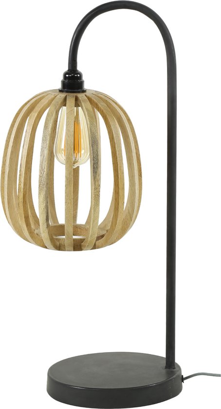 Crea - Tafellamp 1 Lichtpunt - gebogen houten spijlen - Mango hout ...