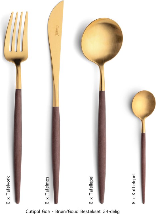 Bestekset 24-delig - Goa - Bruin/Goud // Cutipol | bol