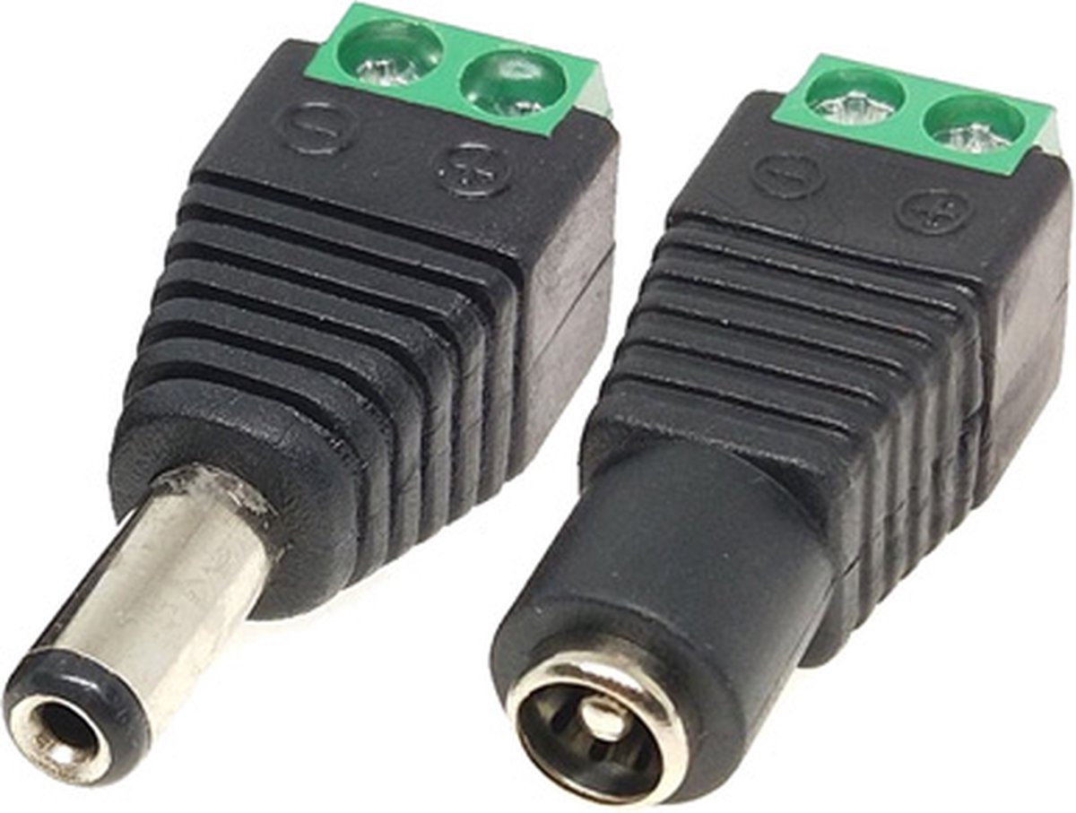 DC Voeding stekker set - 2.1x5.5mm - Male + Female | bol