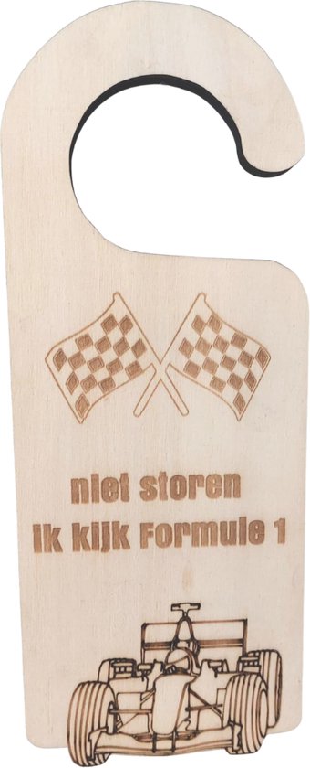 WoodR | Deurhanger | tekstbordje | niet storen ik kijk formule 1 ...
