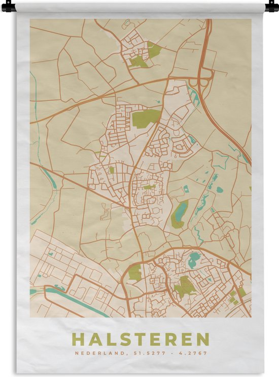 Wandkleed - Wanddoek - Kaart - Halsteren - Plattegrond - Vintage ...