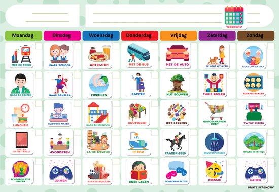 Brute Strength - Magnetische pictogrammen voor weekplanner planbord (2 ...