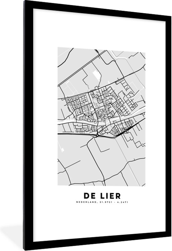 Fotolijst incl. Poster - Plattegrond - De Lier - Kaart - Stadskaart ...