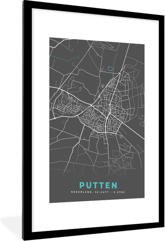 Fotolijst incl. Poster - Putten - Stadskaart - Kaart - Plattegrond ...