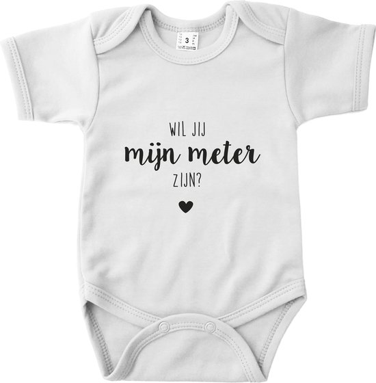 Babyromper - Wil jij mijn meter zijn? - wit - korte mouwen - 2 tot 4 ...